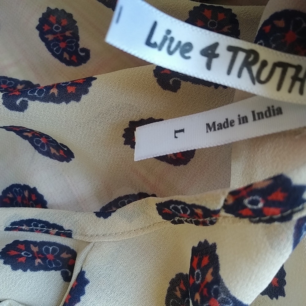 Live 4 Truth L Creme Red Blue Boho Duster - Gem